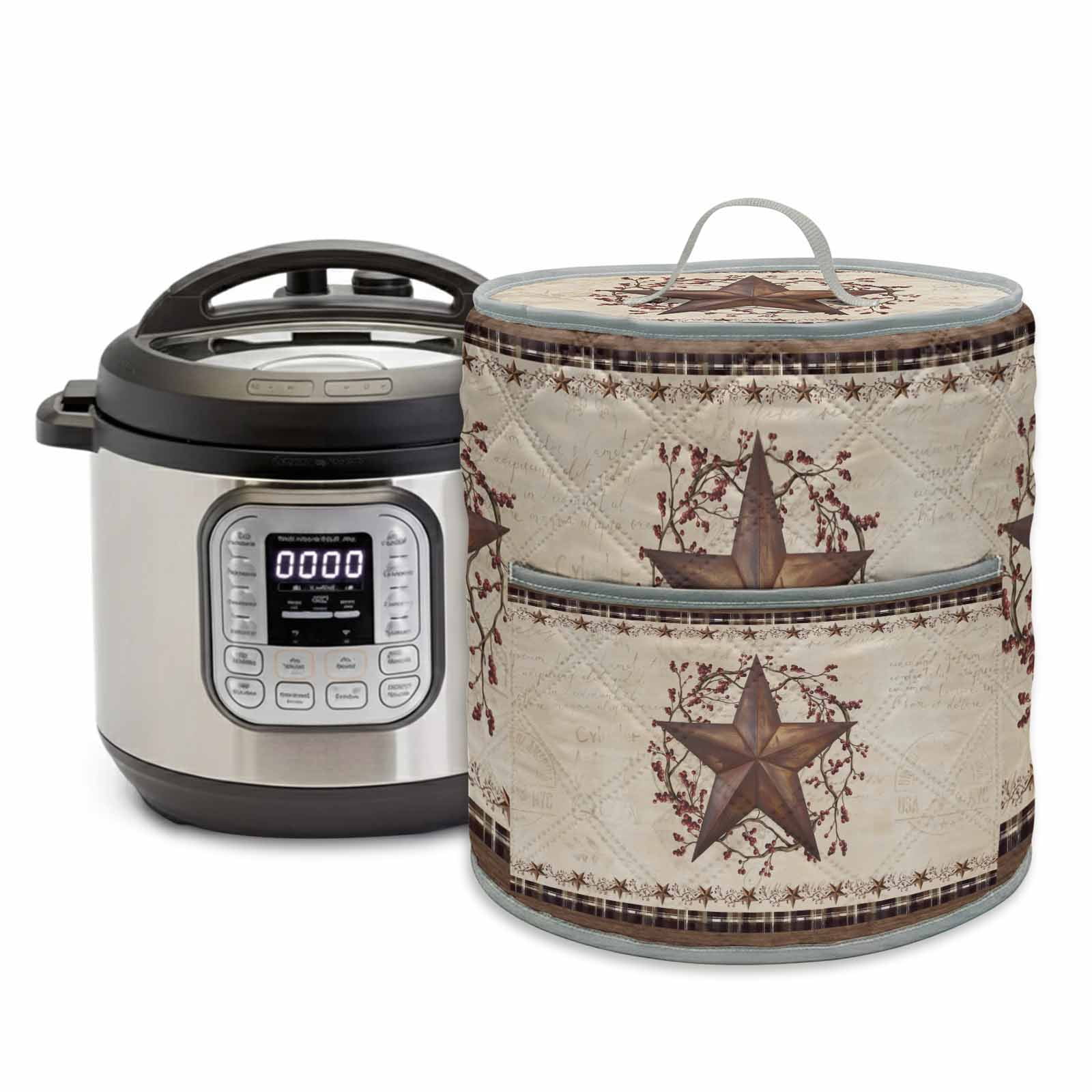 Country Star Rice Cooker Cover 6 Quart Rust Yellow Stars Berry Linen ...