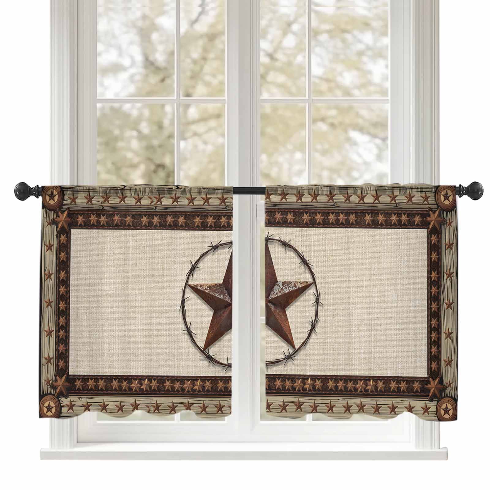 Country Star Sheer Curtains 45 inches Long, Farmhouse Texas Star ...