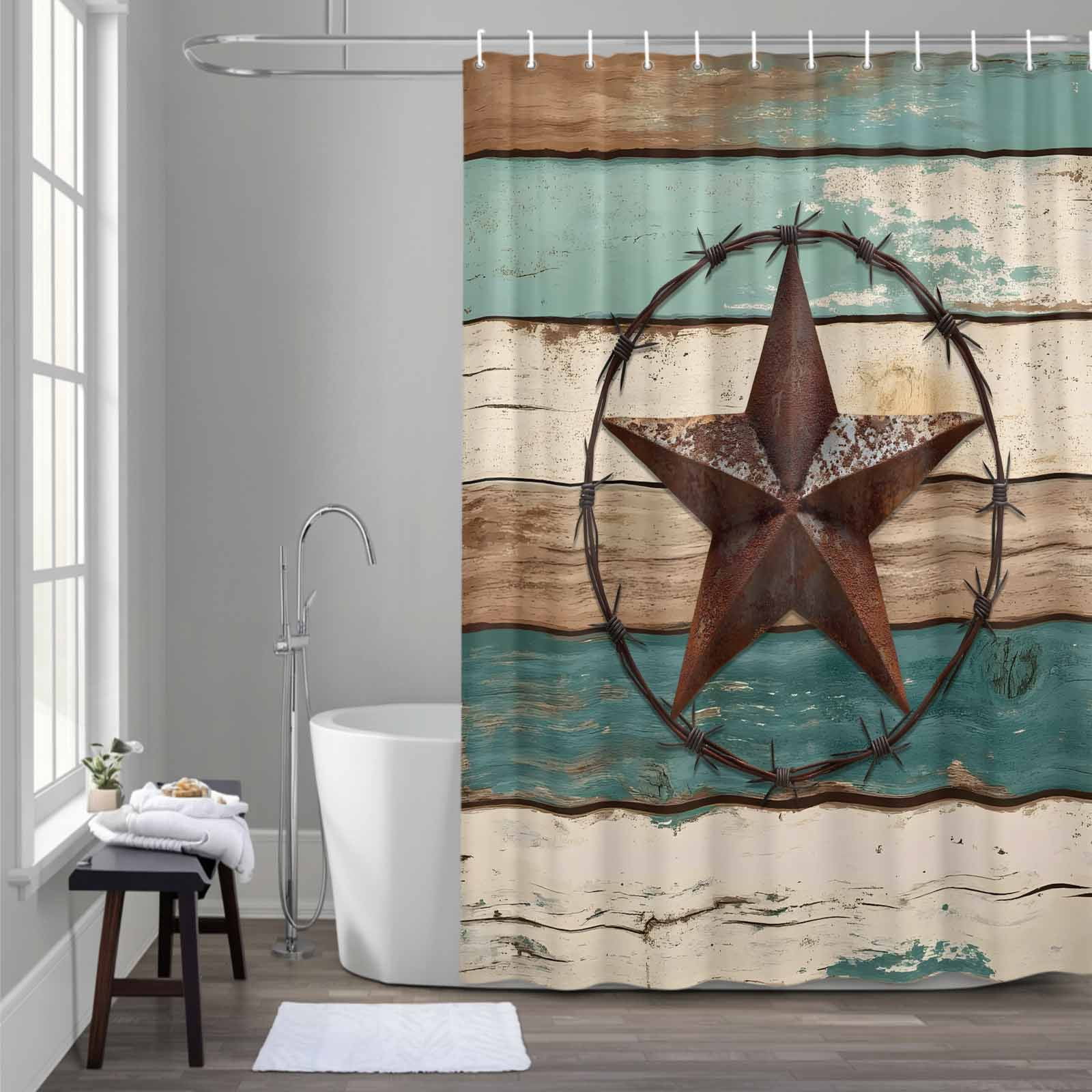 Country Star Shower Curtain for Bathroom Decor, Texas Star Waterproof ...