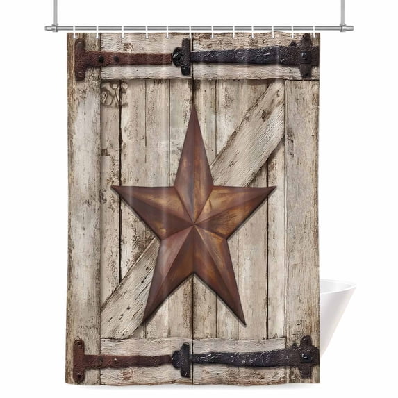 Country Star Shower Curtains for Bathroom, Retro Rust Yellow Star Beige ...