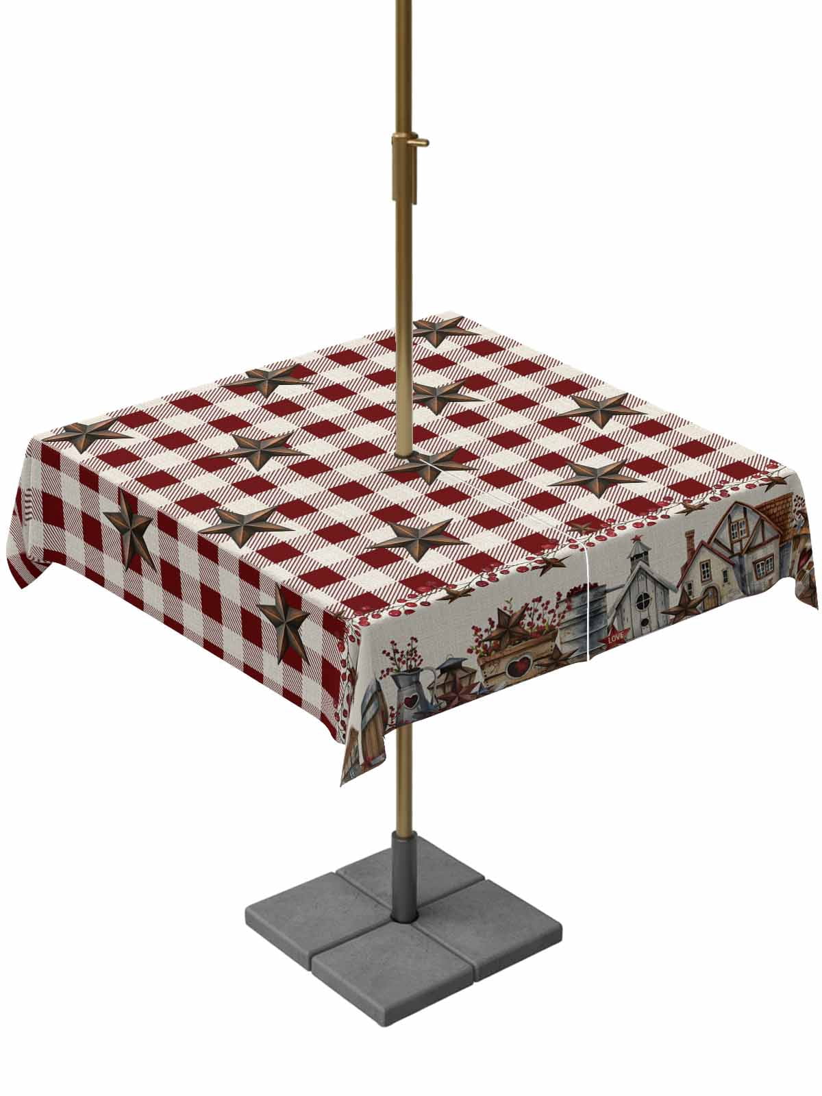 Country Star Square Outdoor Tablecloth with Umbrella Hole Barn Bucket ...