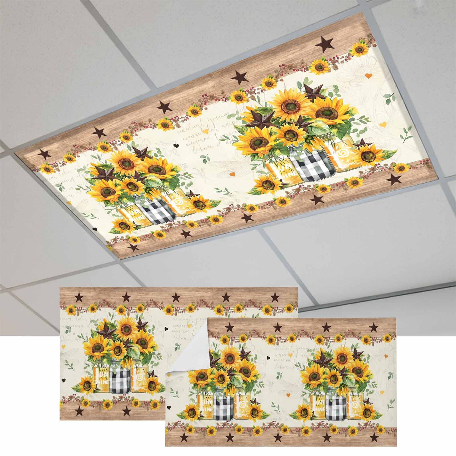 Country Star Sunflower Magnetic Fluorescent Light Covers for Ceiling ...