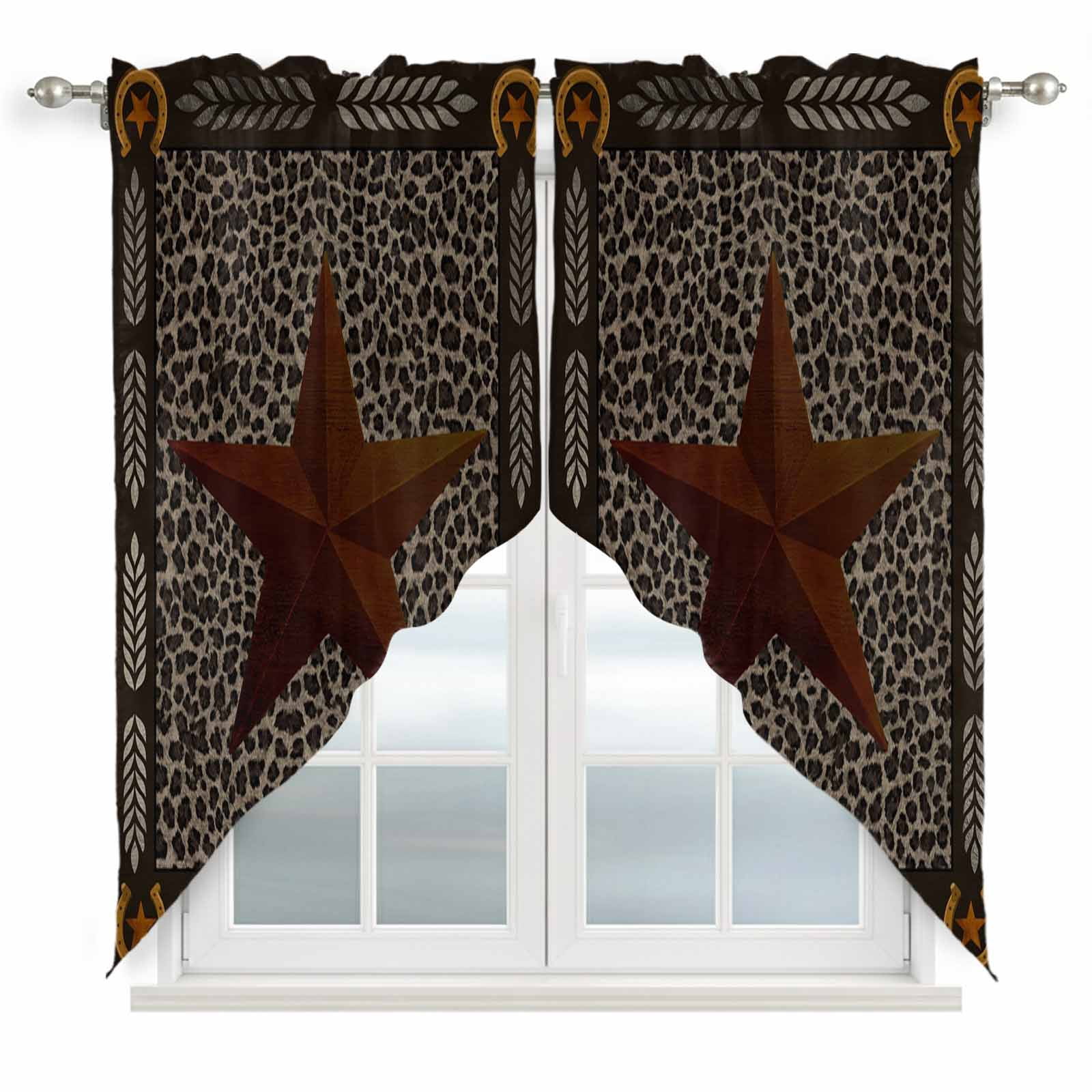 Country Star Swag Curtain Valance for Window 2 Panels Vintage Dark ...