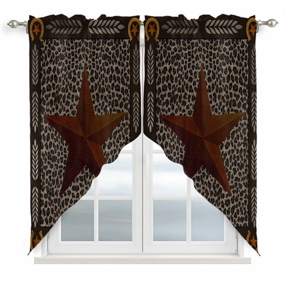 Country Star Swag Curtain Valance for Window 2 Panels Vintage Dark ...