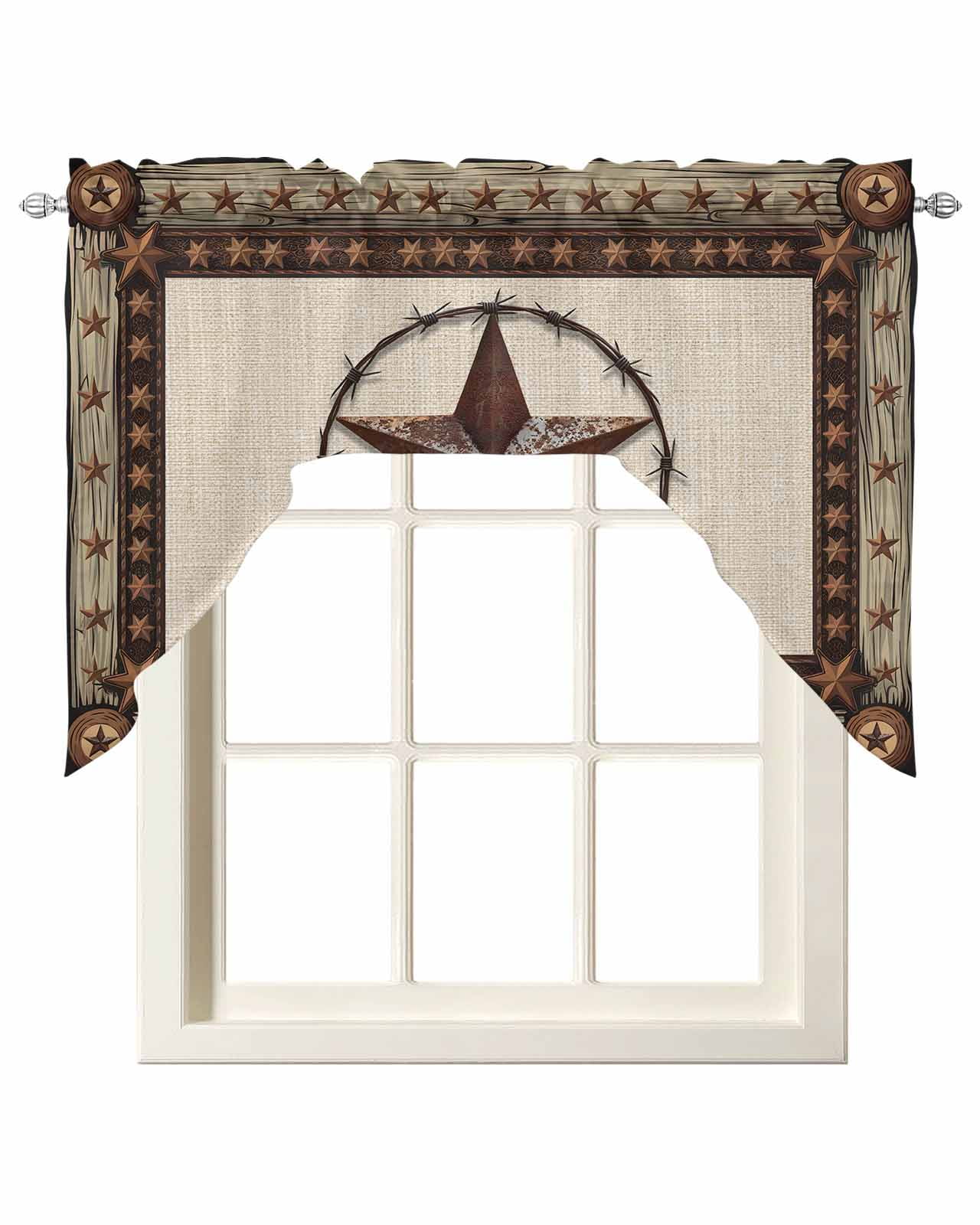 Country Star Swag Valance and Tier Curtains Set Farmhouse Texas Star ...