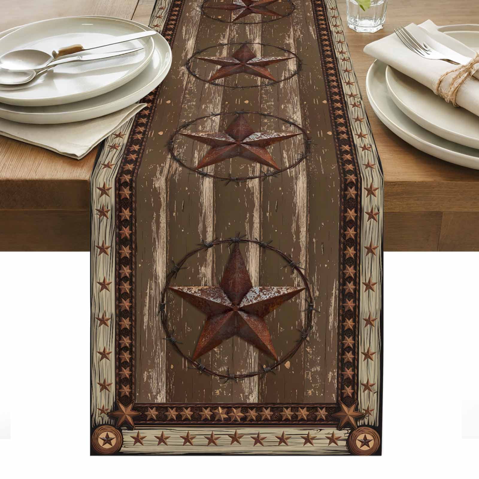 Country Star Table Runner 13 x 48 Inch, Farmhouse Texas Star Washable ...