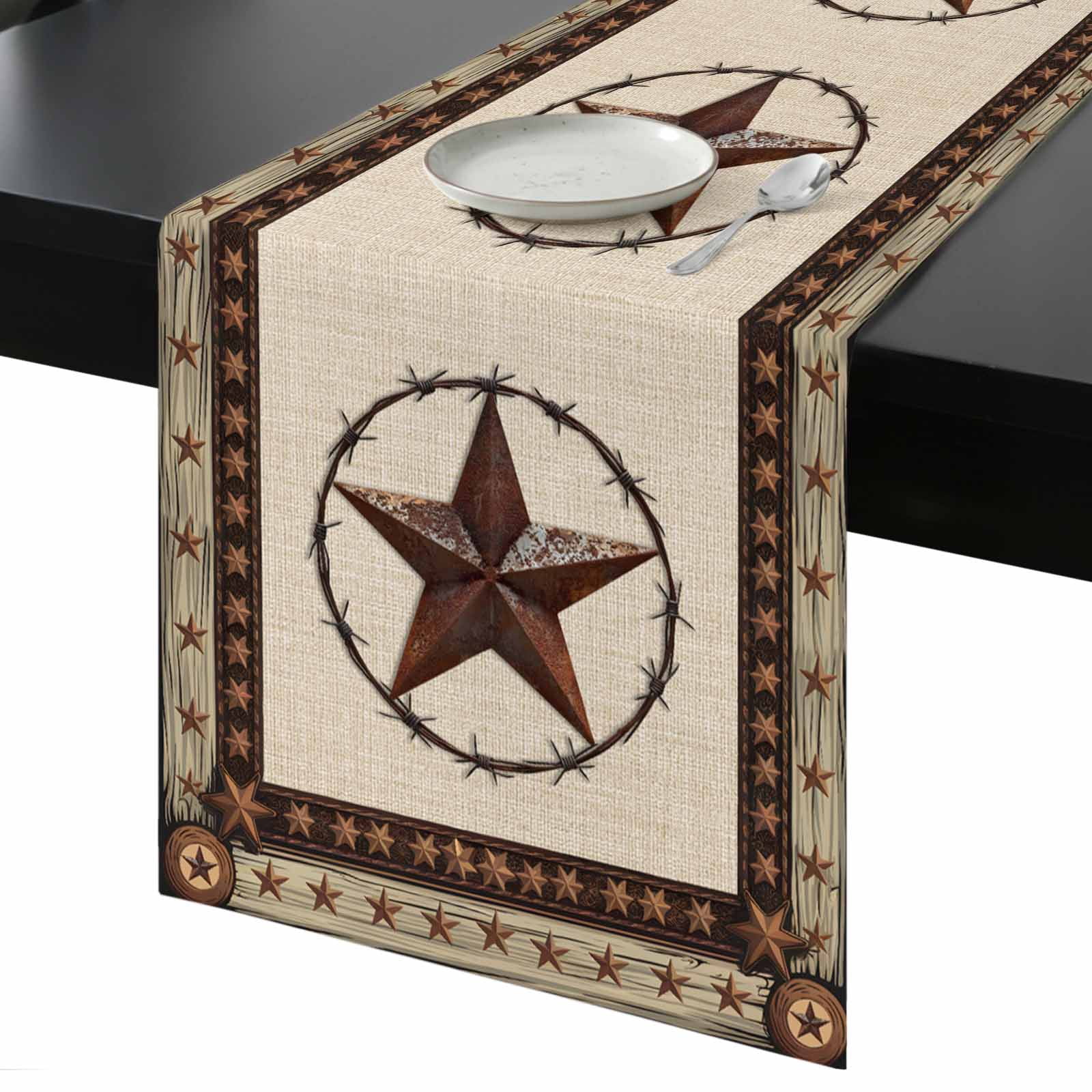 Country Star Table Runner 13x90 Inch Farmhouse Texas Star Vintage Wood ...