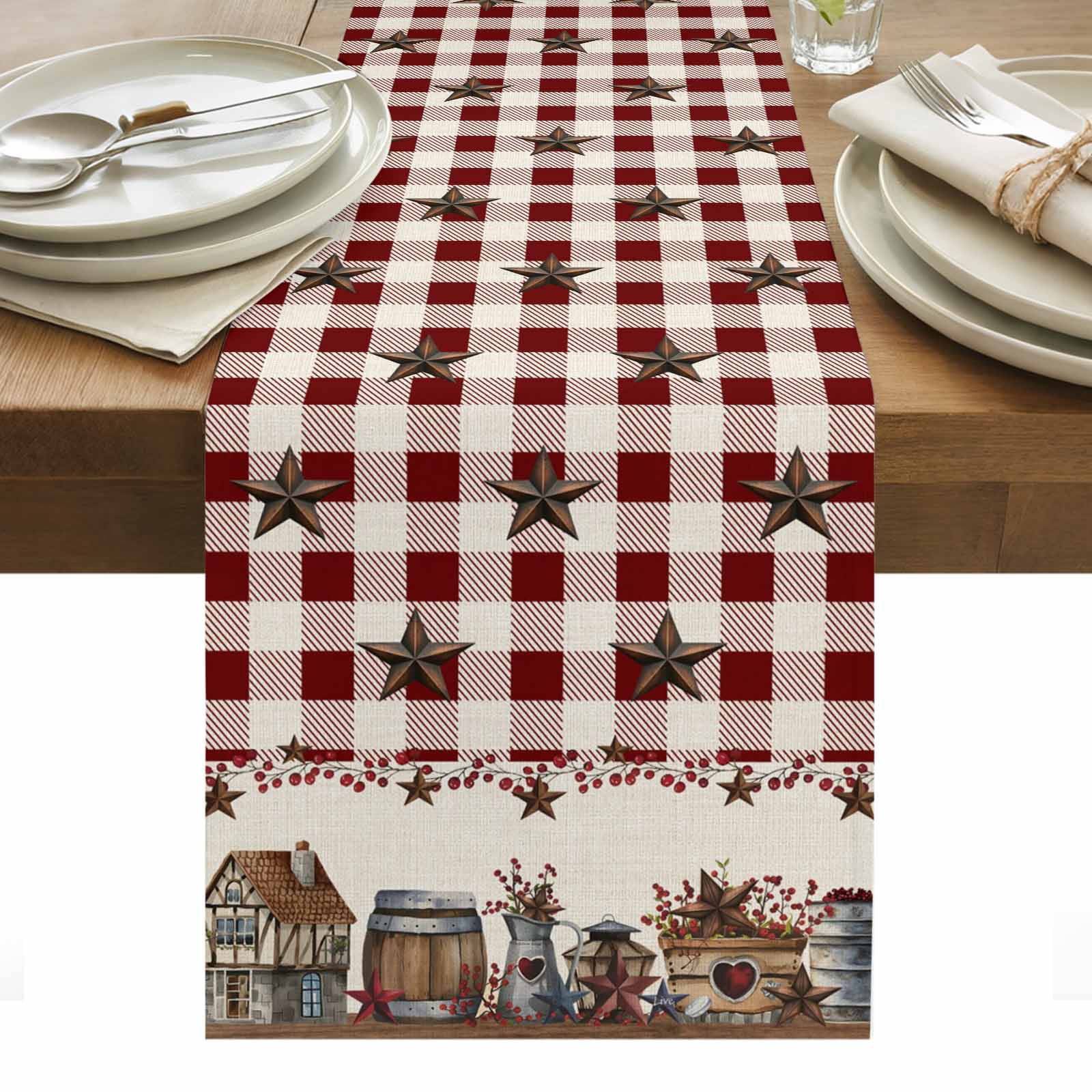 Country Star Table Runner 18 x 72 Inch, Barn Bucket Farmhouse Red ...