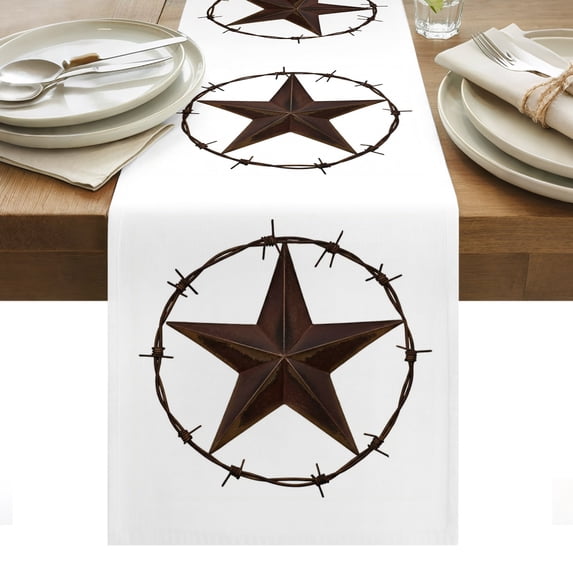 Country Star Texture Cotton Linen Table Runner Western Farm Traditional ...