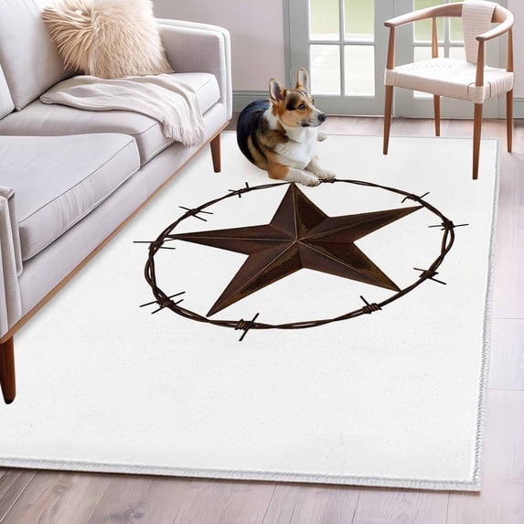 Country Star Texture Washable Area Rug 4x6 Western Farm Traditional ...
