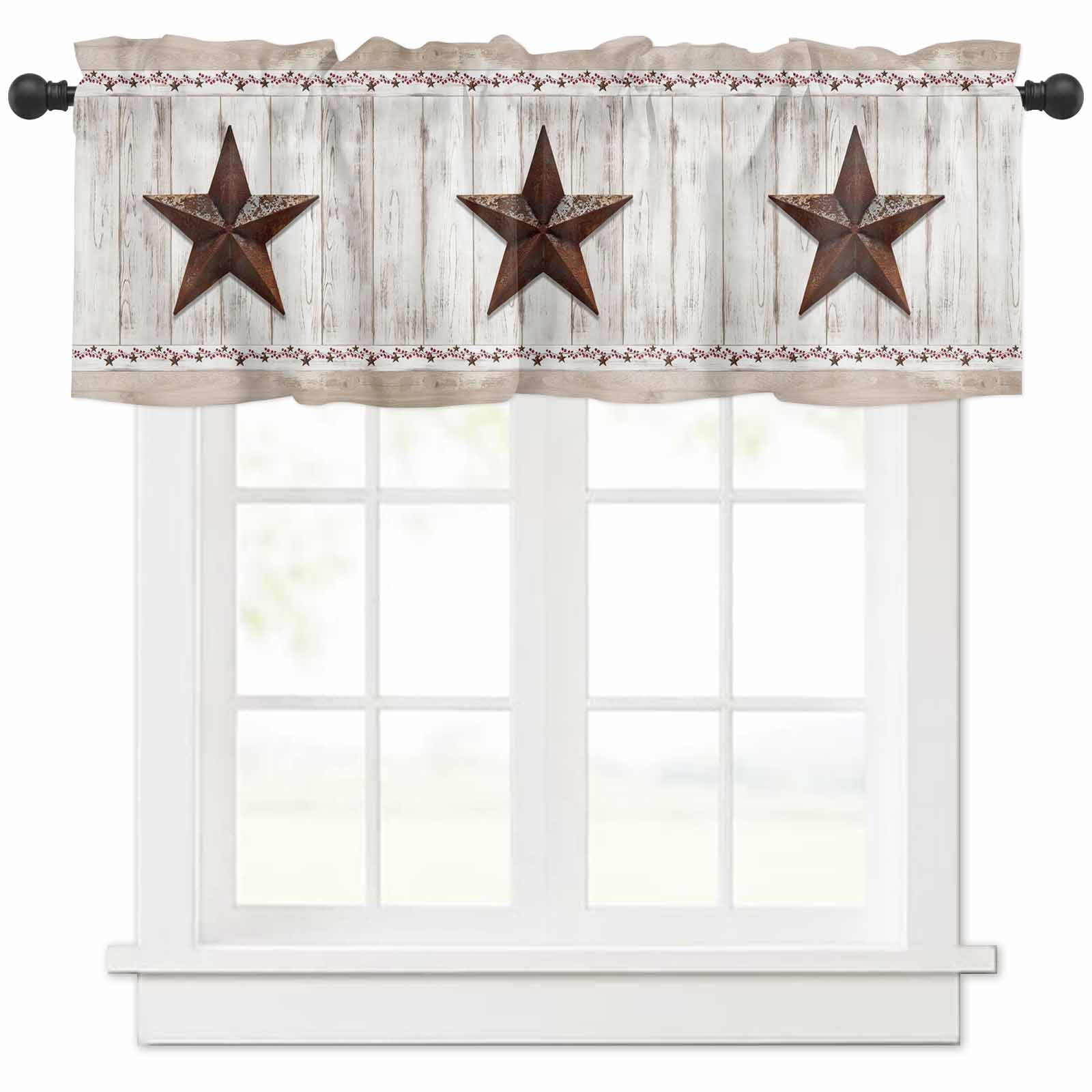 Country Star Valance for Windows Farmhouse Barn Rustic Board Window ...