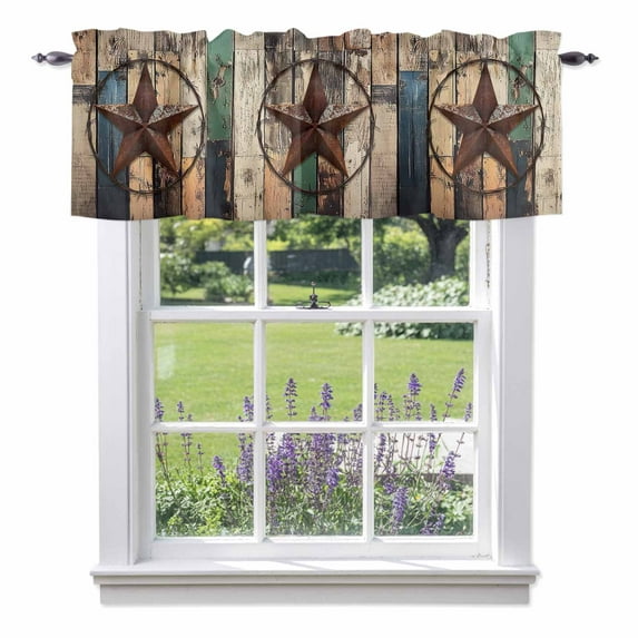 Country Star Valances for Windows, Farmhouse Texas Star Valance Window ...