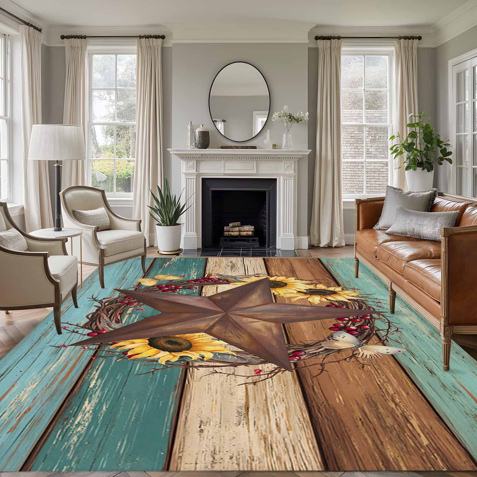 Country Star Vintage Area Rugs 5'x7', Small Throw Rugs for Laundry Room ...