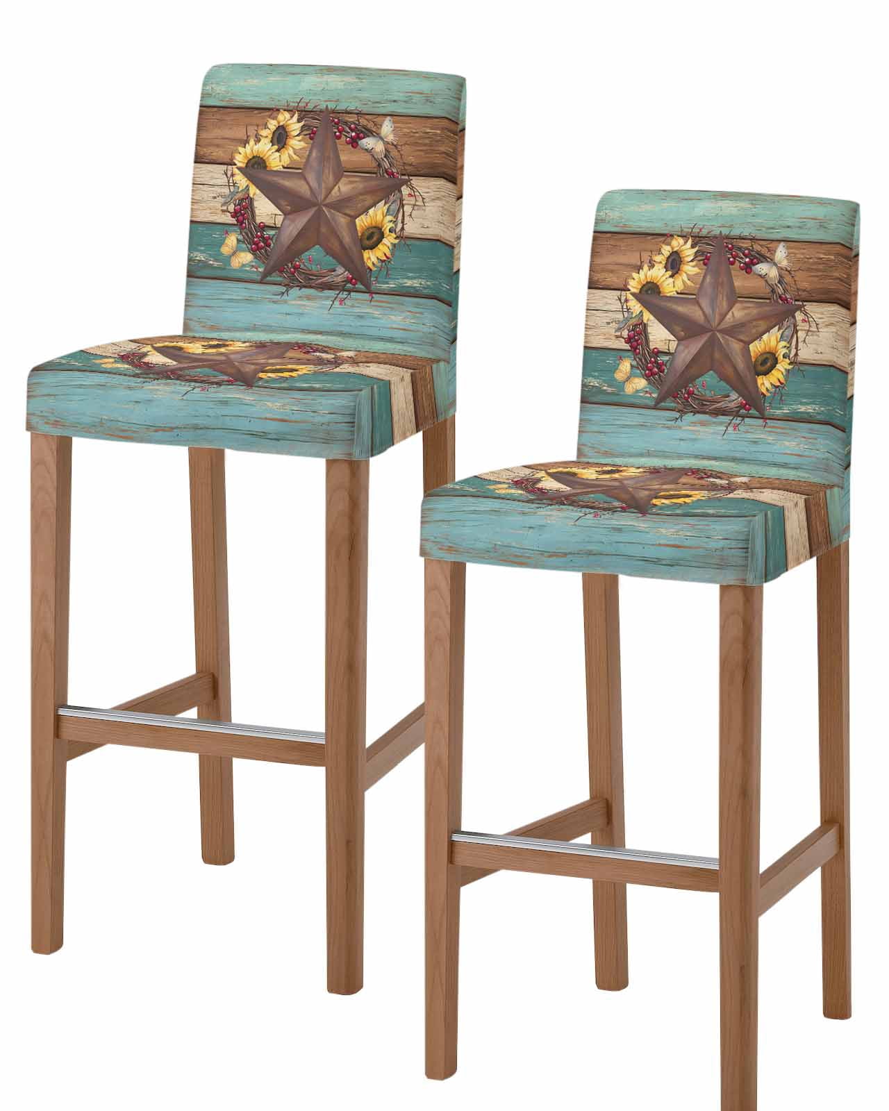 Country Star Vintage Bar Stool Covers Set of 2, Sunflower Farmhouse ...