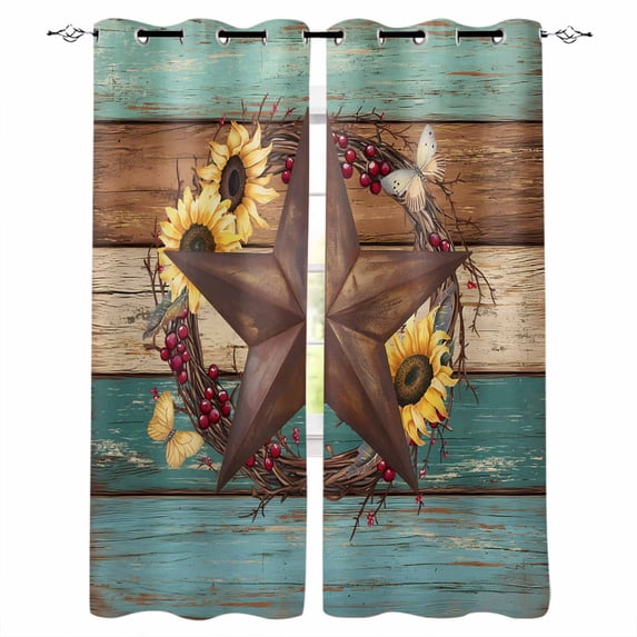 Country Star Vintage Blackout Curtains for Bedroom/Living Room, Thermal ...