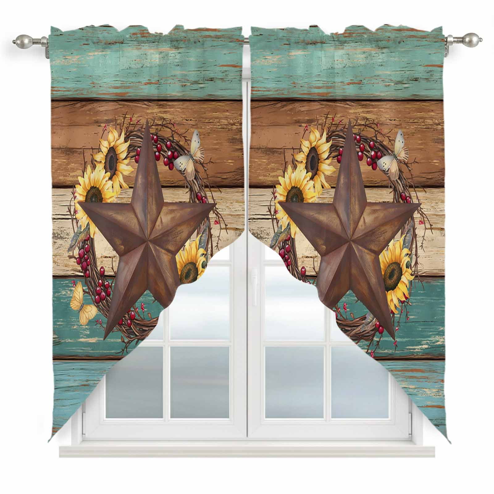 Country Star Vintage Swag Curtains for Living Room/Bedroom, Sunflower ...
