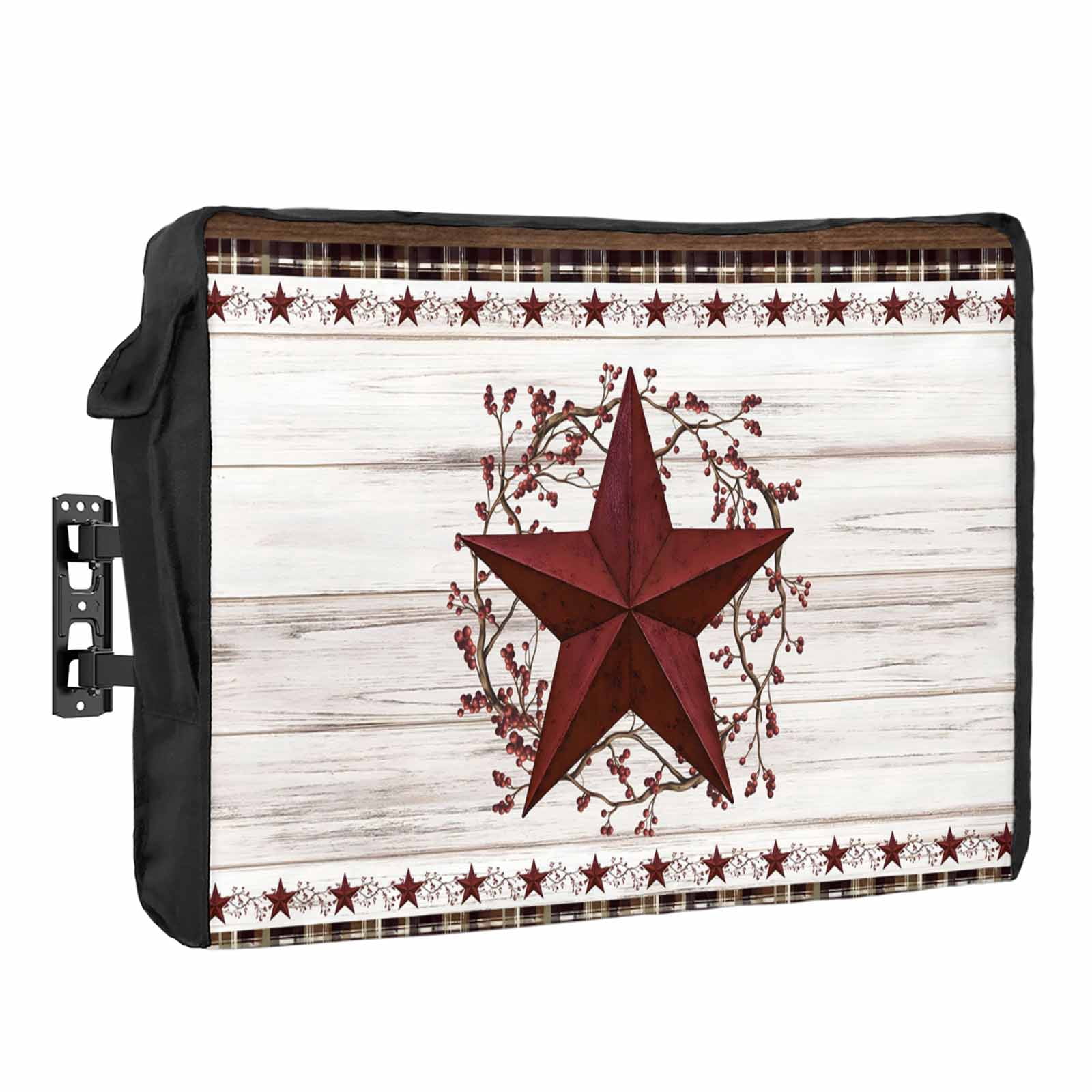 Country Star Waterproof Outdoor TV Cover, Dark Red Stars Berry Brown ...