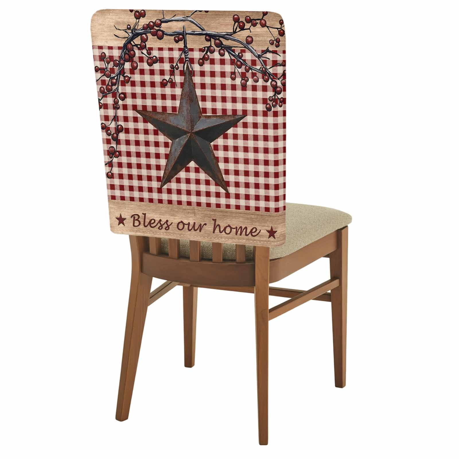 Country Stars Chair Back Covers Set of 4, Vintage Rust Black Star Red ...