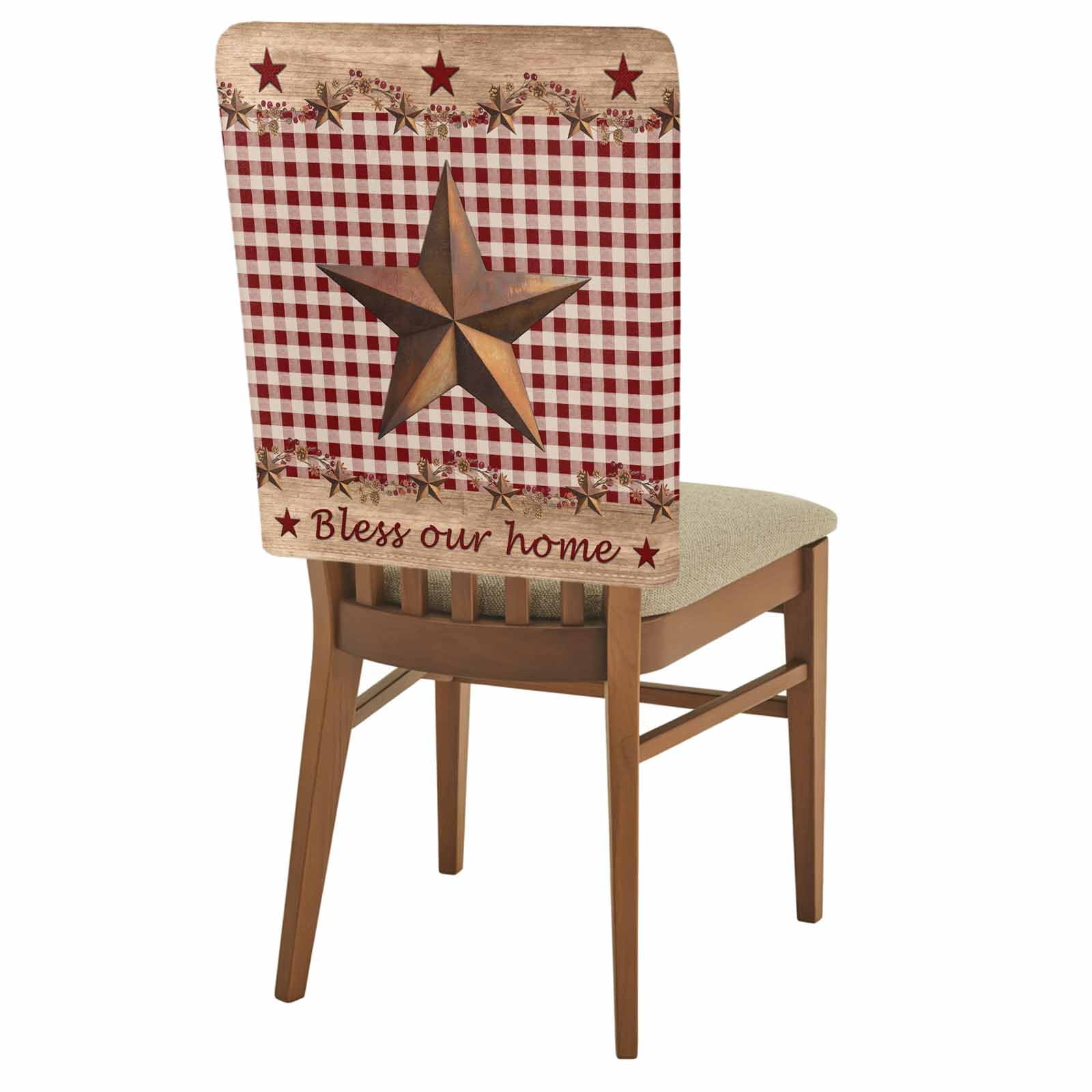 Country Stars Chair Back Covers Set of 6, Bless Our Home Berries Red ...