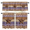Country Stars Kitchen Curtains Set for Windows, Purple Wood Grain Bless ...