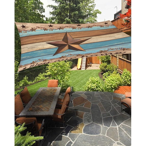 Country Stars Sun Shade Sail 12'X16' Blue Wood Grain Bless Our Home ...