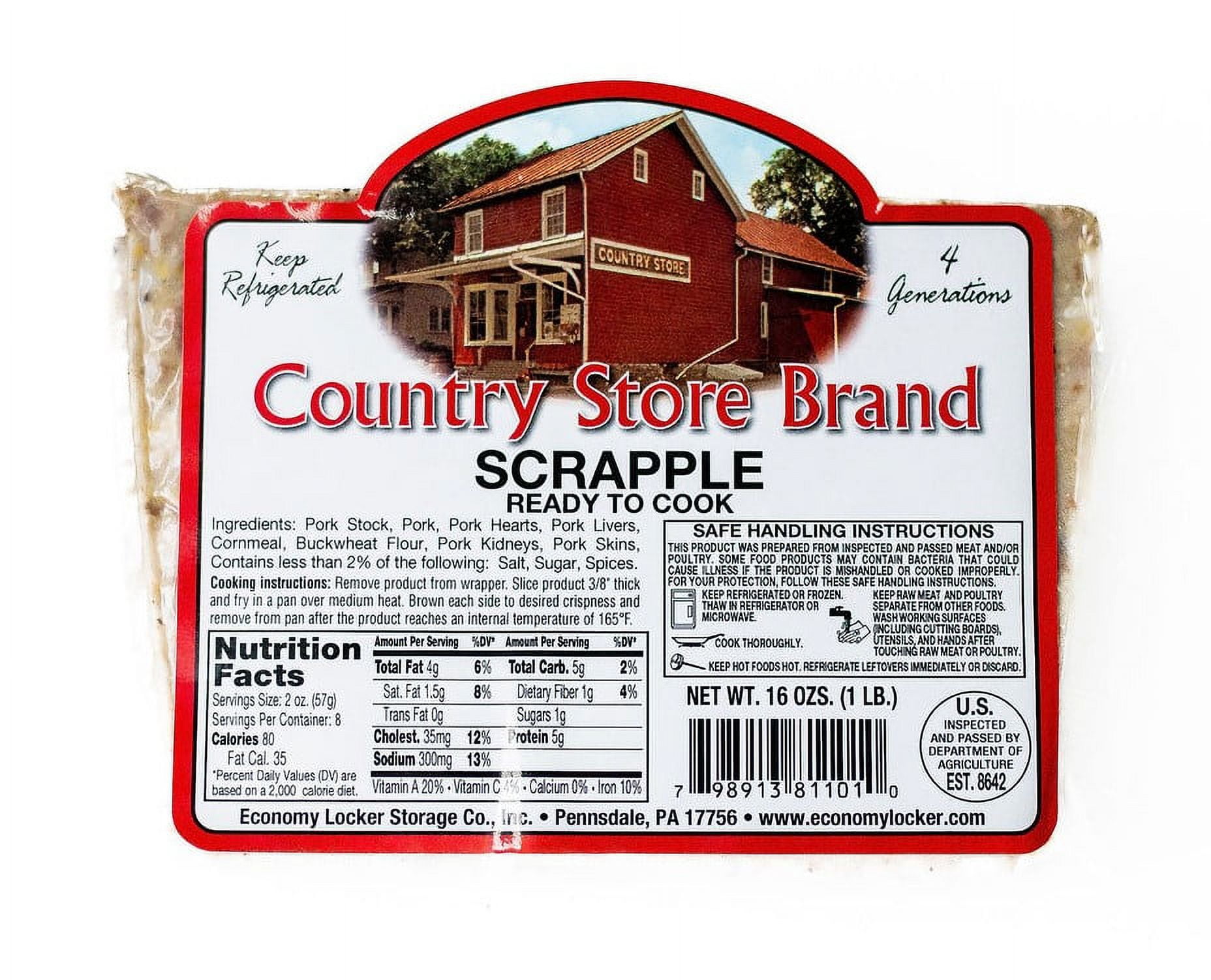Country Store Brand Meats Scrapple, 1 Lb, Refrigerated - Walmart.com