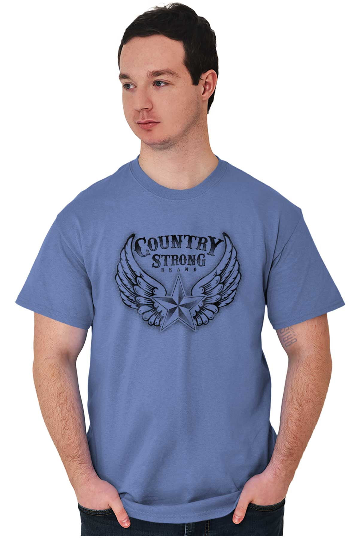 Country Strong Cute Angels Wings Star Plus Size Crewneck Graphic Tee ...