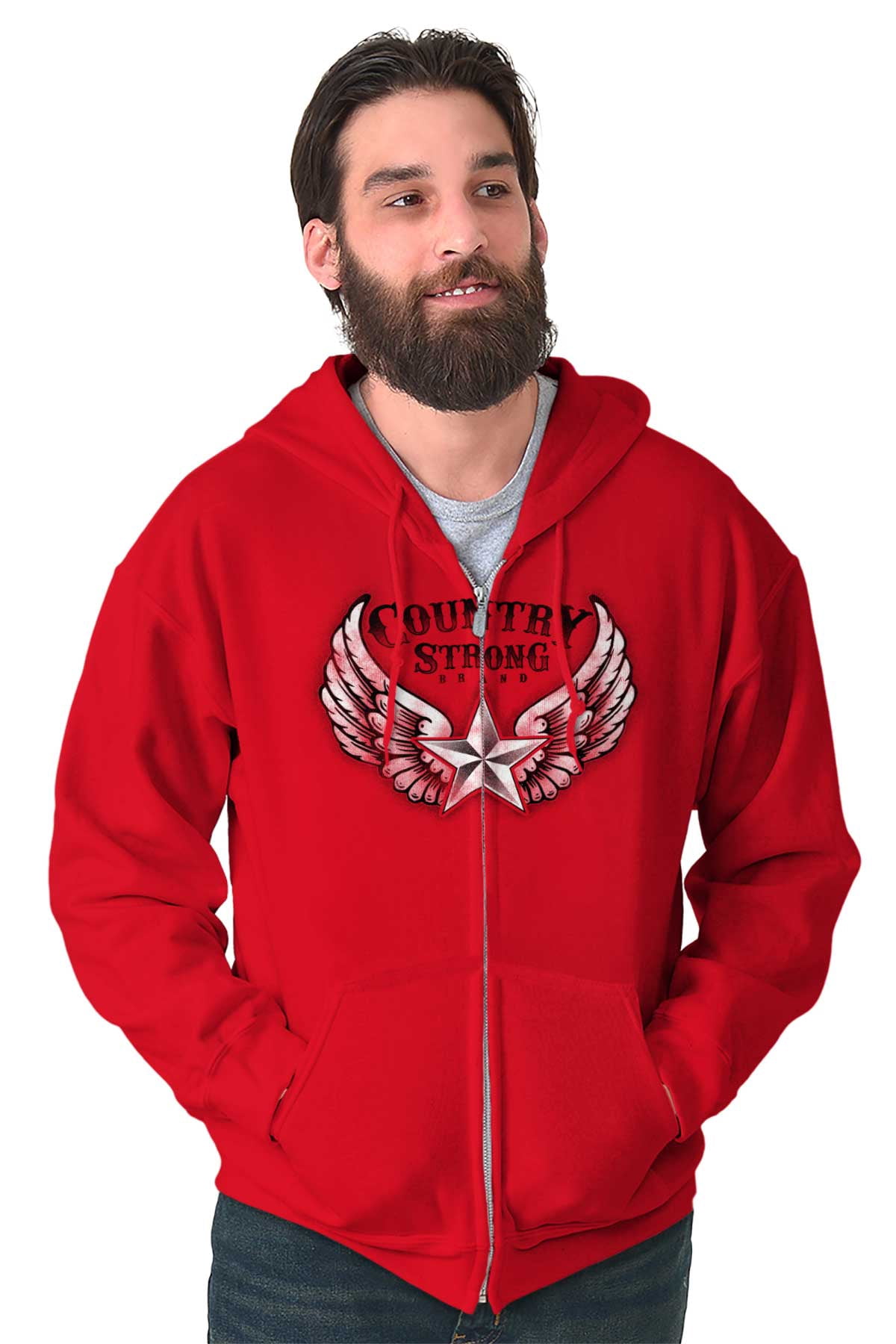 Country Strong Cute Angels Wings Star Unisex Fleece Graphic Zip Up ...