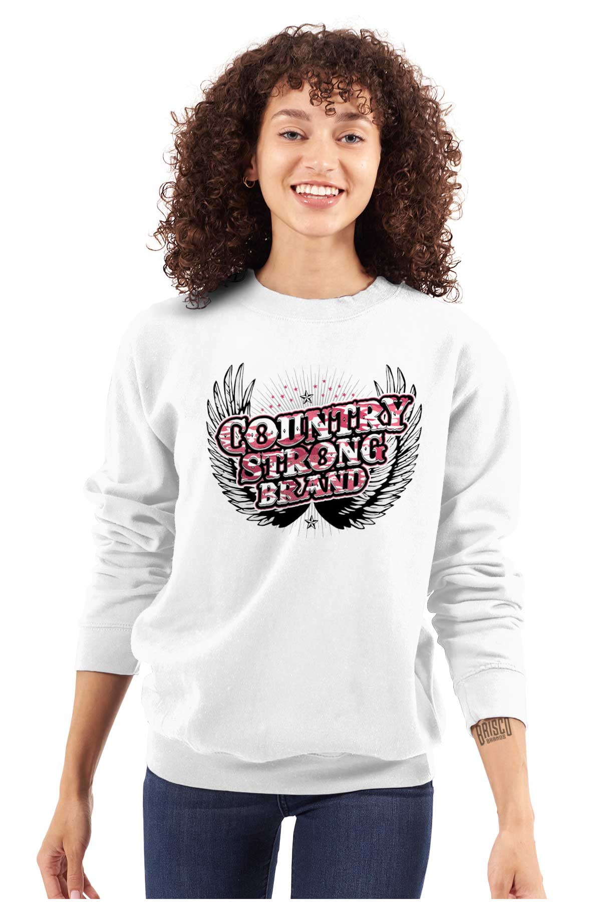Country Strong Western Angel Wings Women Plus Size Crewneck Sweatshirt ...