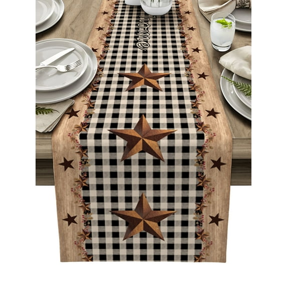 Country Style Black Plaid Country Star Table Runners Kitchen Table ...