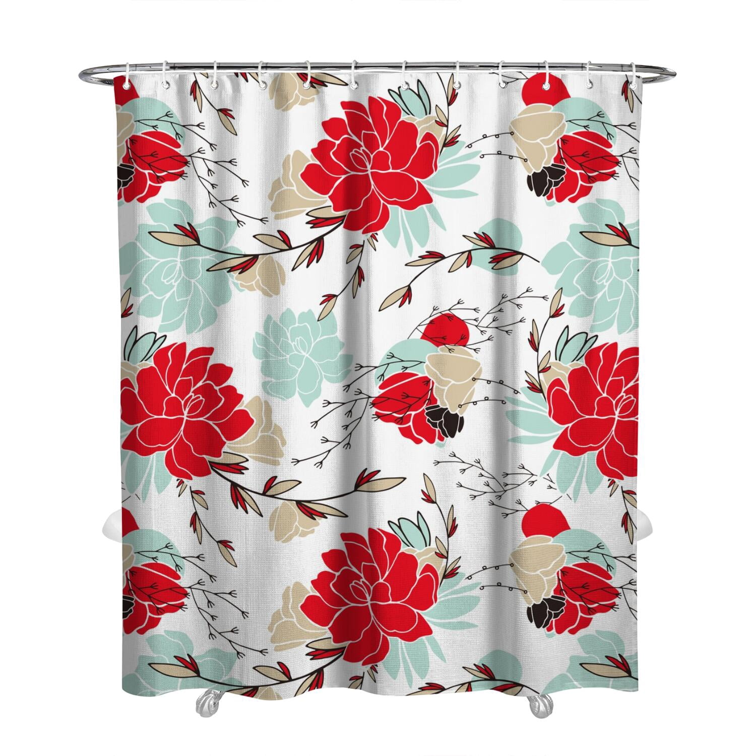 Country Style Bloom and Bee Shower Curtain, 72x84 Polyester, Rustic ...