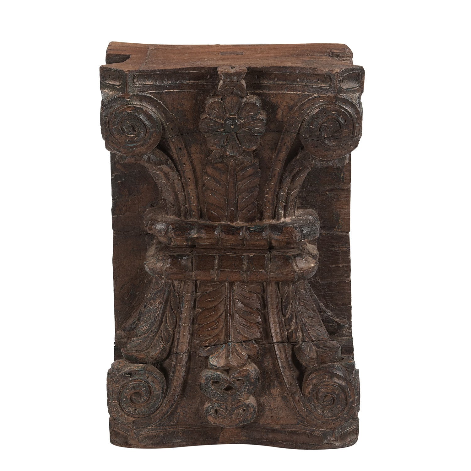 Country Style Carved Wooden Column Base 22" Tall Pedestal | Rustic ...