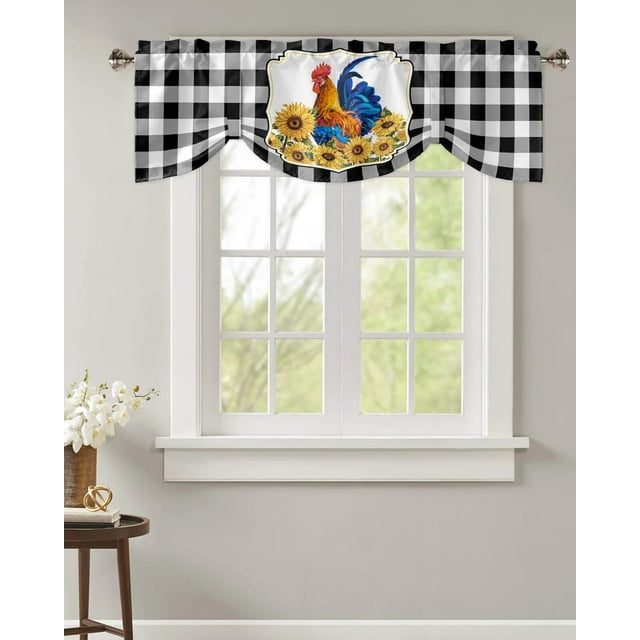 Country Style Chicken And Sunflower Small Curtain Rod Pocket Short ...