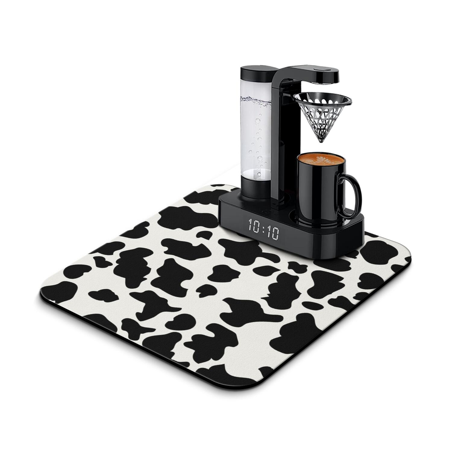Country Style Coffee Maker Mat - Cow Print Absorbent and Durable Mat ...