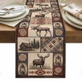 Country Style Cotton Linen Table Runner Farm Buck Wooden House Aztec ...