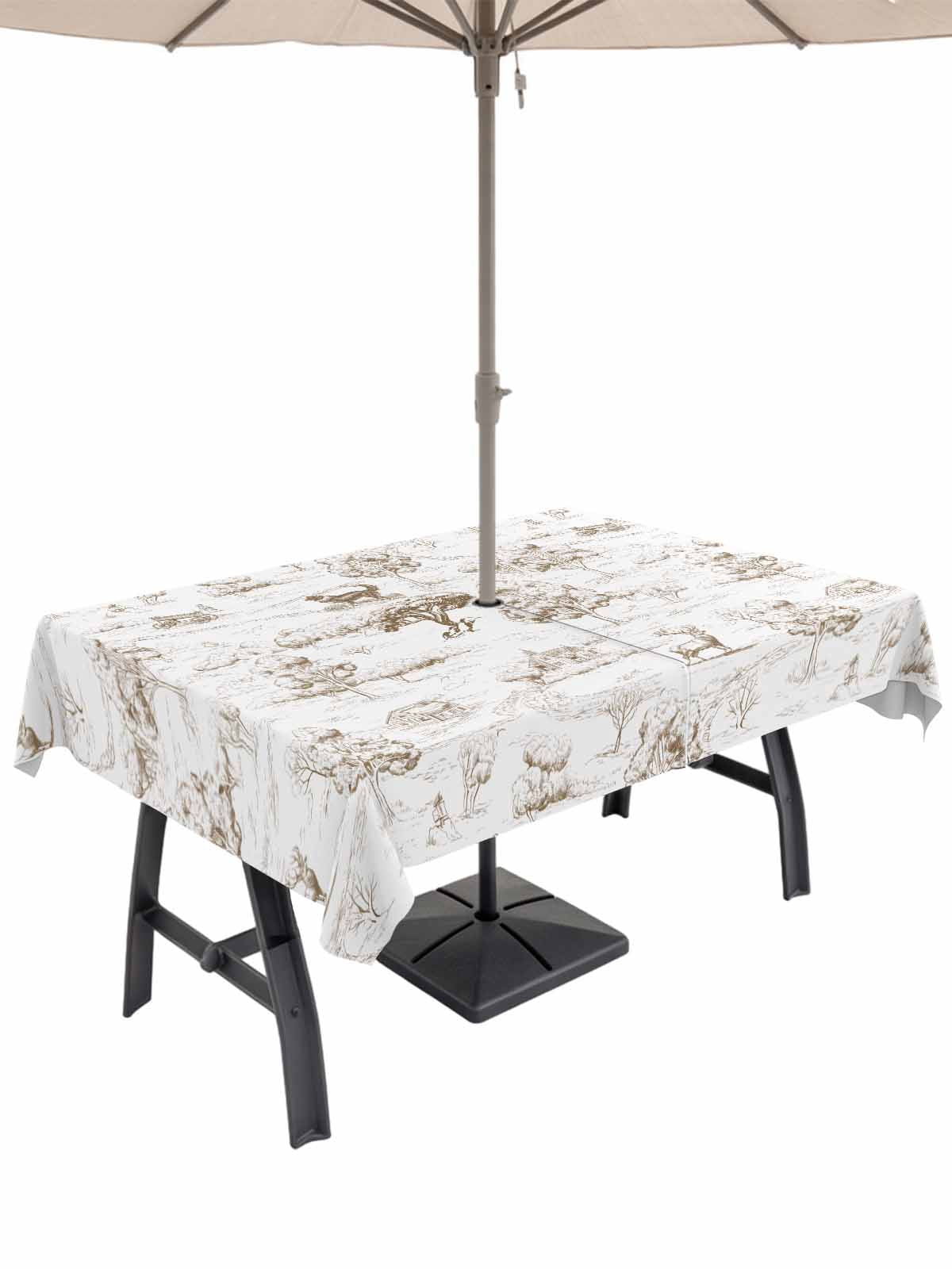 Country Style Outdoor Rectangle Tablecloth with Umbrella Hole 60"x84 ...