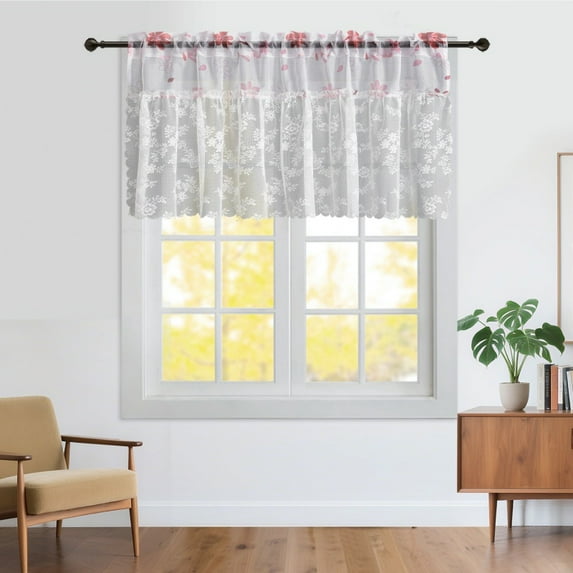 Country Style Shamrock Kitchen Curtain, 1 Panel Rod Pocket Floral ...