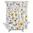 Country Style Shower Curtain for Bathroom, Yellow Flowers Gray Leaves ...