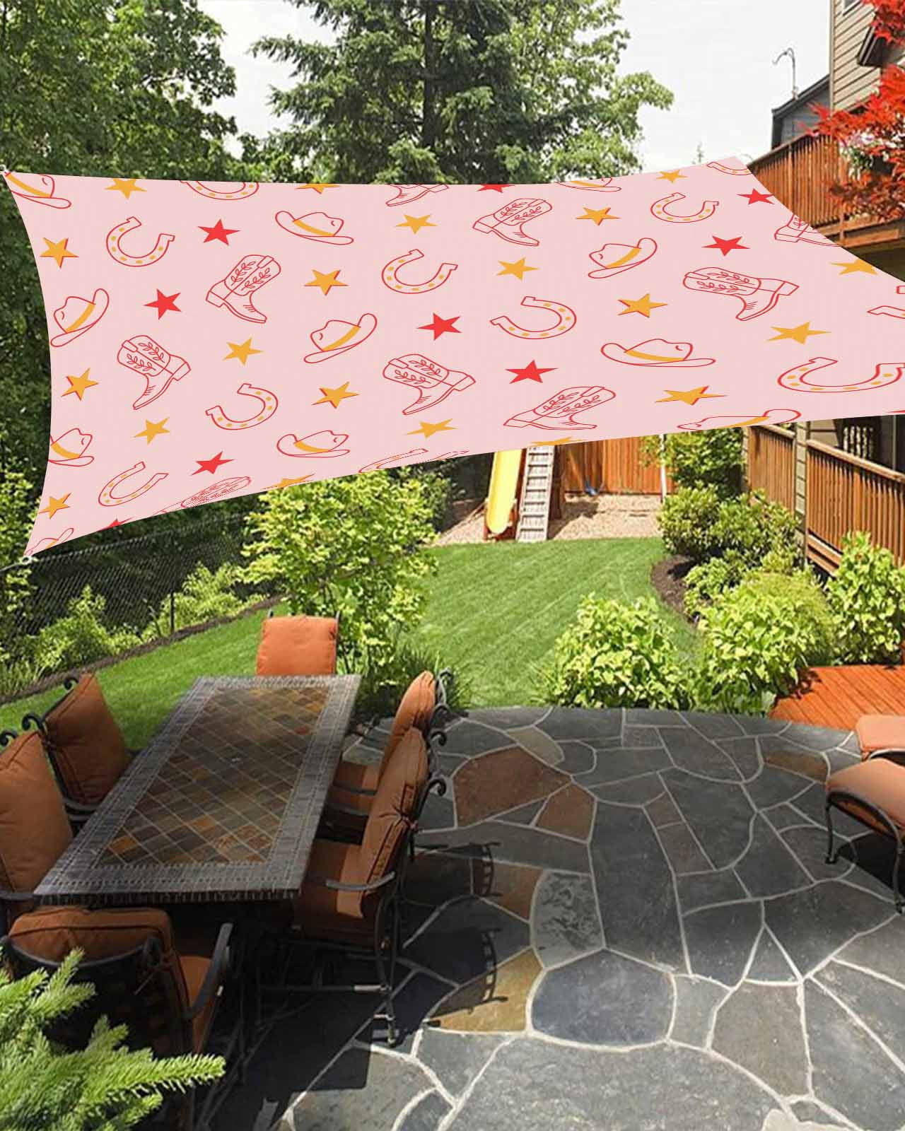 Country Style Sun Shade Sail 6.5'X10' Western Horseshoe Boots Cowboy ...