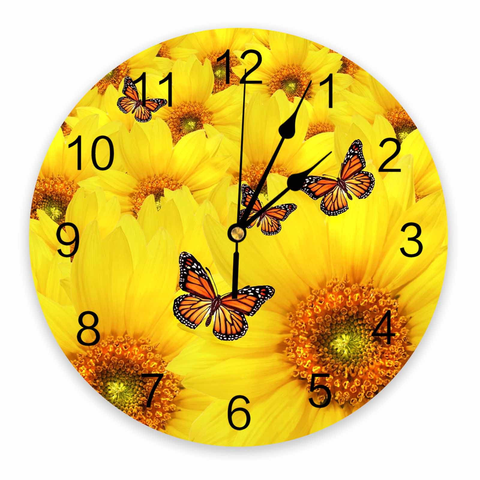 Country Style Sunflower Butterfly Kitchen Wall Clocks Desktop Digital ...
