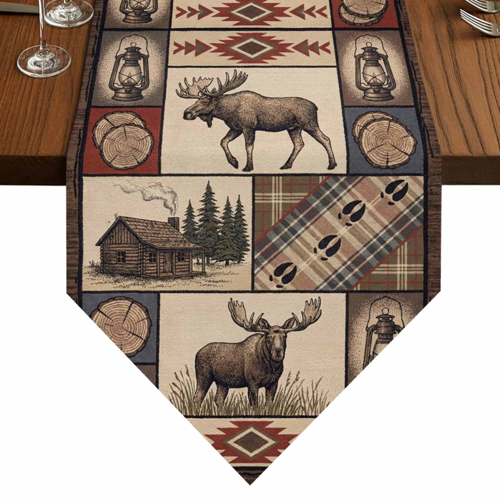 Country Style Table Runner for Dining Room, Farm Buck Wooden House ...