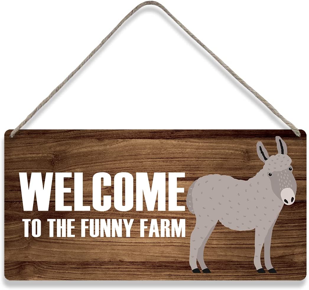 Country Style Wall Decor Welcome to the Funny Farm Cow Wooden Signs ...