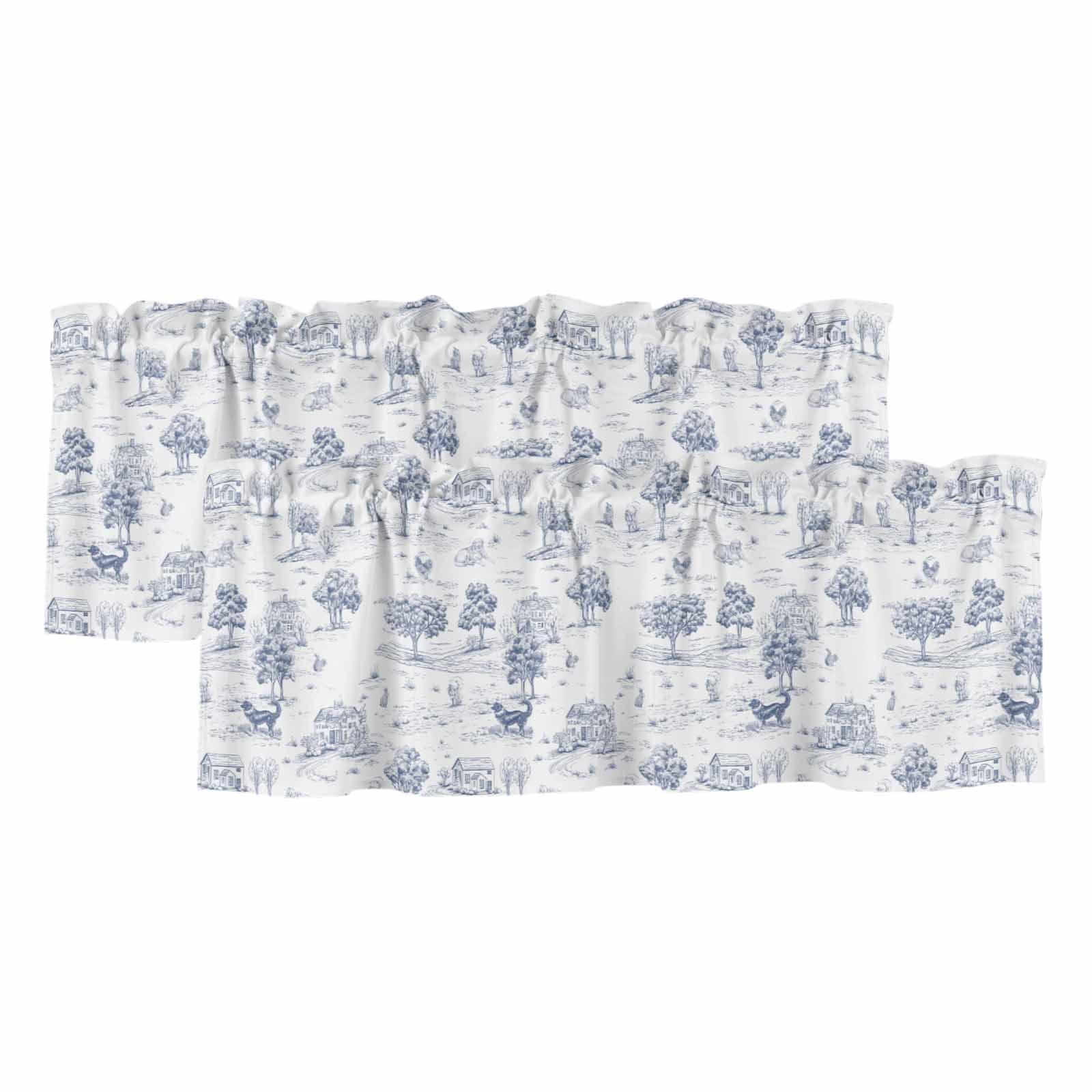 Country Style Window Valance, Vintage Cottages Animals Tree Retro ...