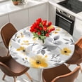 Country Style Yellow Flowers Round Fitted Tablecloth with Elastic Edge ...