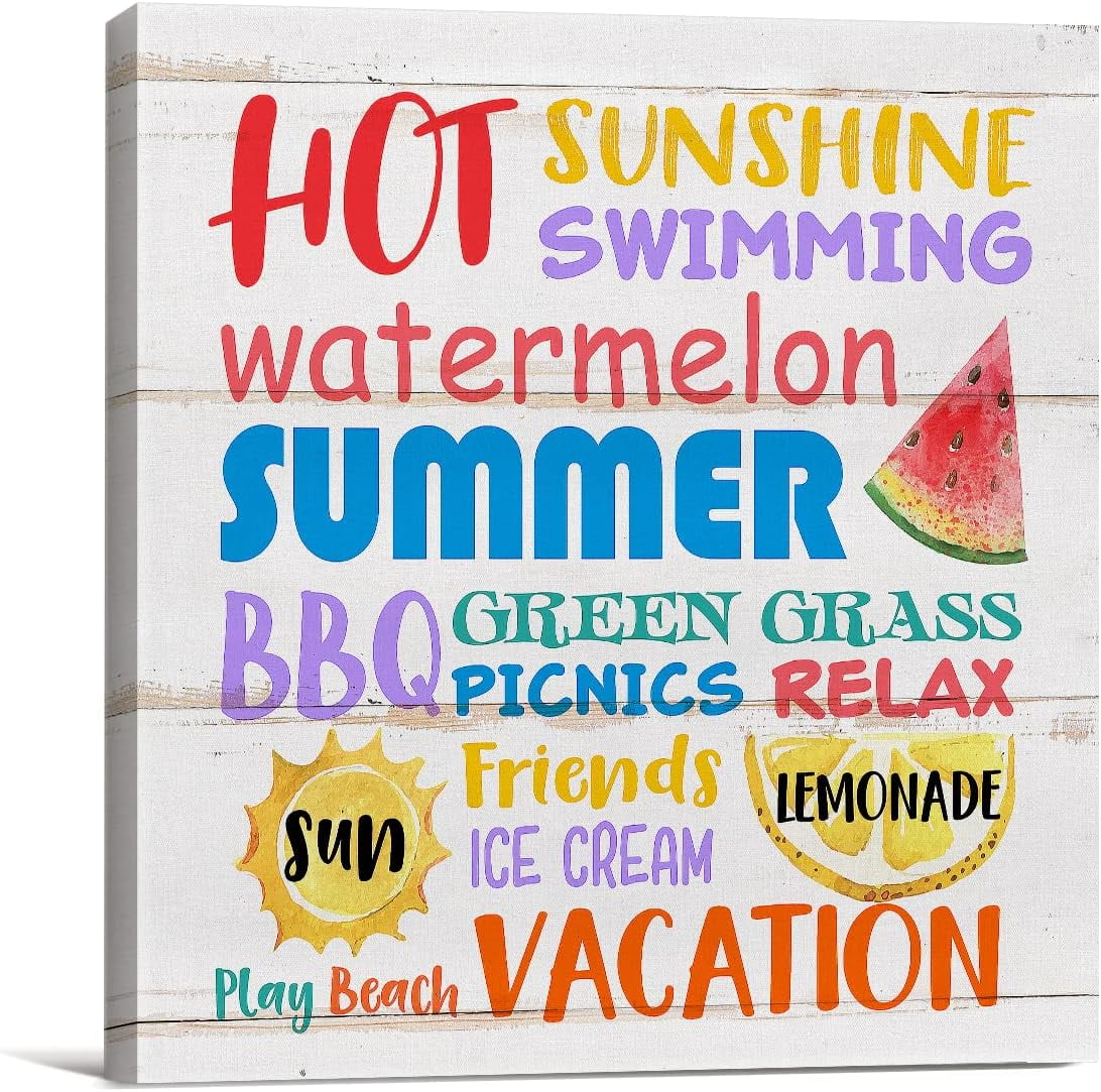 Country Summer Wood Box Sign Desk Decor Summer Subway Wooden Block ...