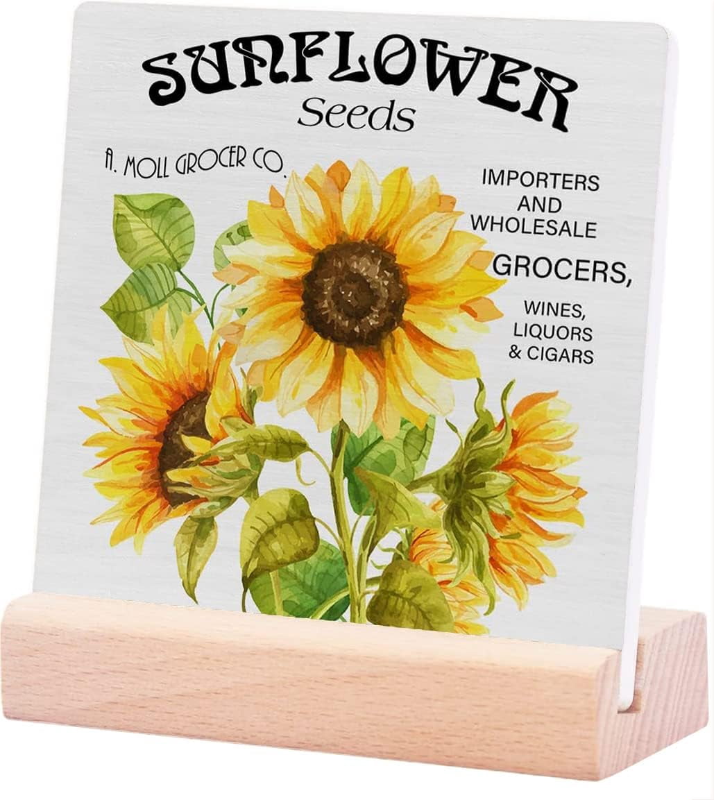 Country Sunflower Ceramic Table Sign Plaque Decor Desk Sign Sunflower ...