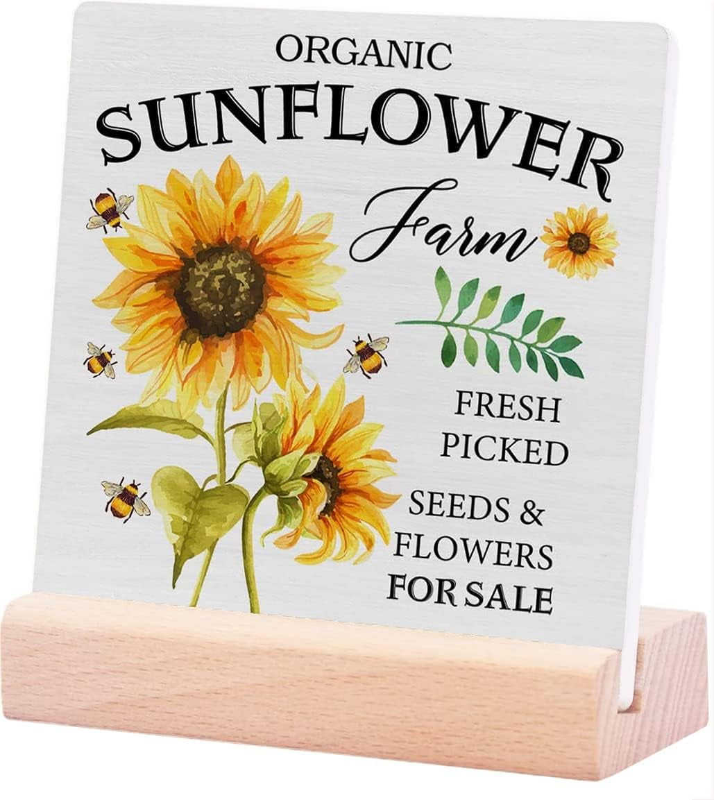 Country Sunflower Ceramic Table Sign Plaque Decor Desk Sign Organic ...