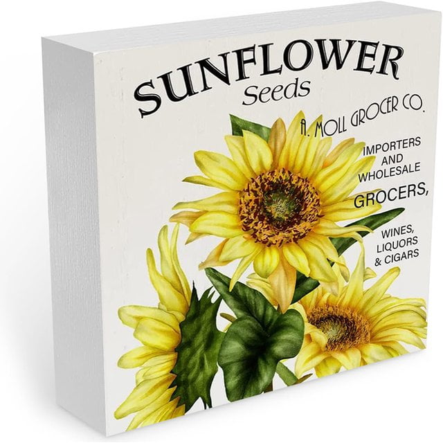 Country Sunflower Ceramic Table Sign Plaque Sunflowers Tabletop Sign With Solid 5X5 Inches ...