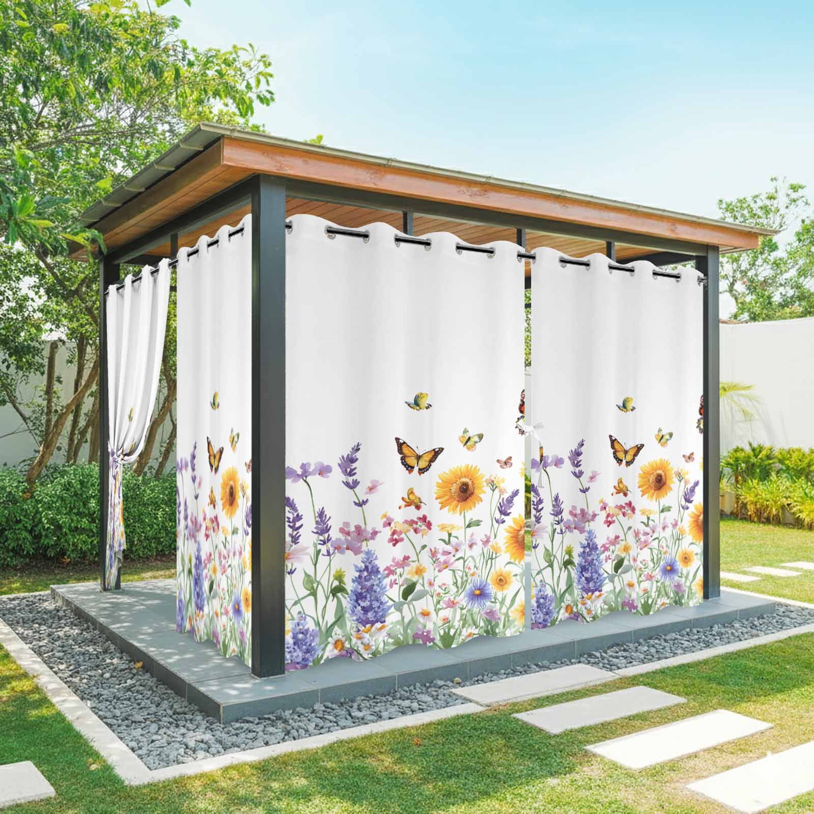 Country Sunflower Outdoor Curtains for Patio Waterproof, Daisy ...
