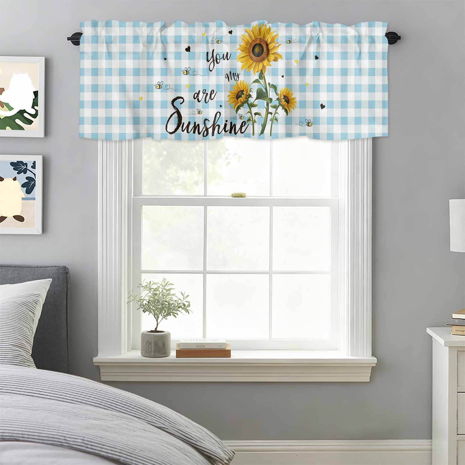 Country Sunflower Sunshine Quote Valances for Windows,Rod Pocket ...